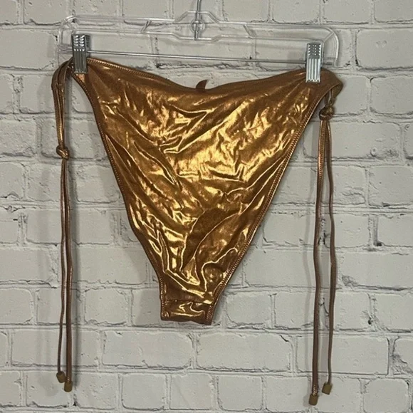 SKIMS | Swim | 3x Skims Swim Tie Bikini Bottom In Metallic Penny Color ...